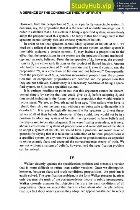 A Defence Of The Coherence Theory Of Truth Pdf