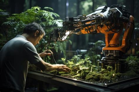 Premium Ai Image Robotic Arm Assistant Processing For Detection Weed Harvesting And Increase