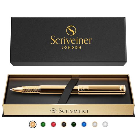 Scriveiner Gold Rollerball Pen Stunning Luxury Pen With 24k Gold