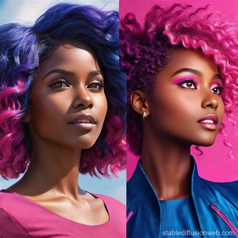 Cinematic Film Still Of Ebony Woman With Two Toned Hair Stable Diffusion Online