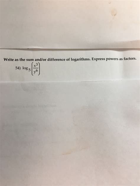 Solved Write As The Sum And Or Difference Of Logarithms Chegg