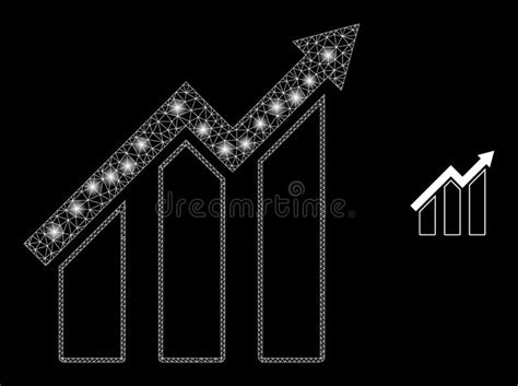 vector mesh net growing trend chart with illumitated carcass flashes
