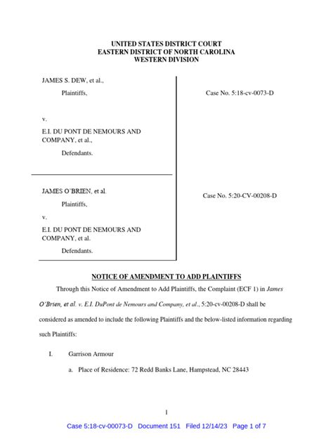 United States District Court Eastern District Of North Carolina Western