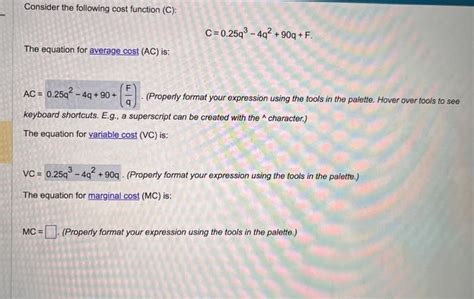 Solved Consider The Following Cost Function C