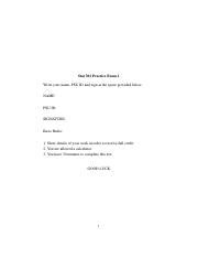 Prac1 Soln Stat 301 Practice Exam 1 Write Your Name PSU ID And Sign At The Space Provided