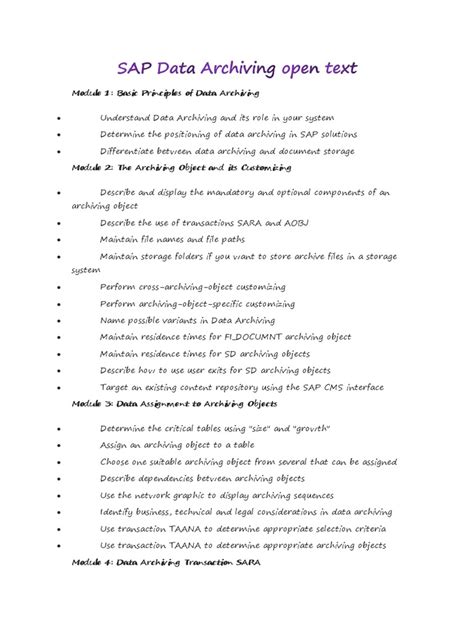Sap Data Archiving Open Text Pdf Computer File Data