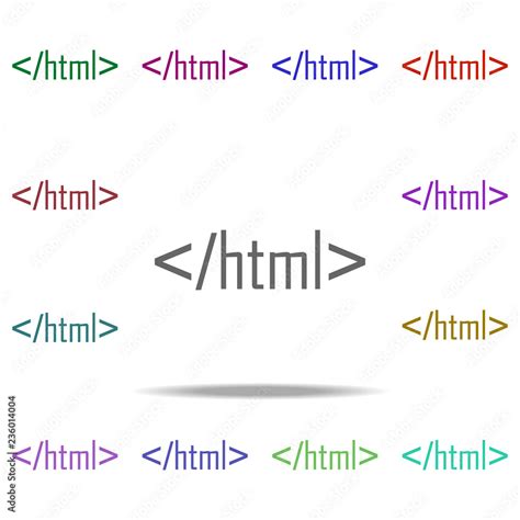 Html Code Icon Elements Of Online And Web Filled In Multi Color Style