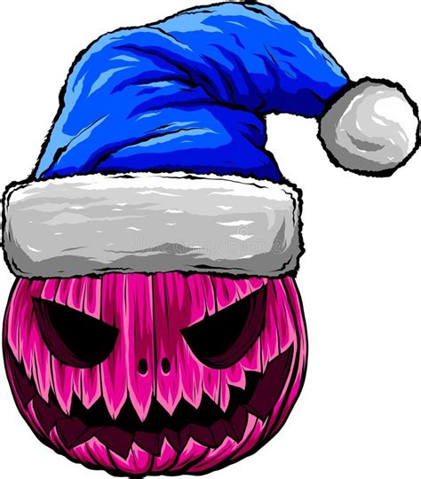 Vector Mascot Illustration Pumpkin With Cap Christmas Stock Vector