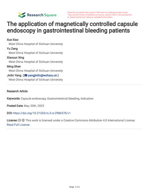 Pdf The Application Of Magnetically Controlled Capsule Endoscopy In Gastrointestinal Bleeding