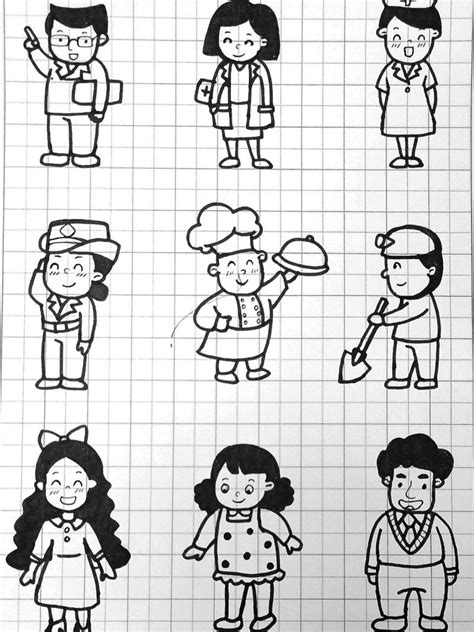 各行各业简笔画合集打印版（高清14张） 简笔画图片大全