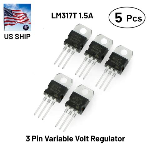 5PCS LM317T 3 Pin Variable Voltage Regulator 1 2 37V 1 5A TO 220