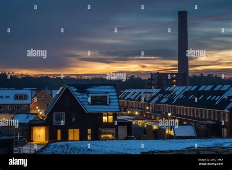 Enka Neighbourhood In The City Of Ede Province Gelderland By Sunset