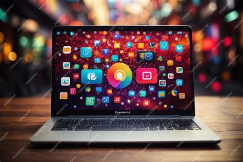 Premium Photo Laptop With Colorful Application Icons On The Screen
