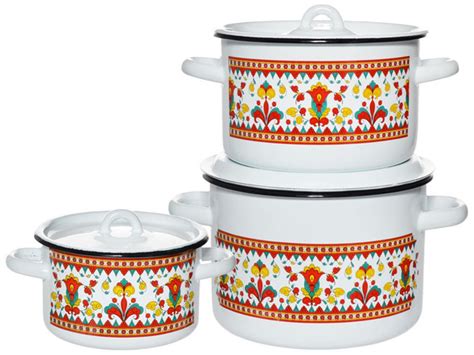 СтальЭмаль Набор кастрюль Эмалированная сталь 1 5 л 2 9 л 4 5 л купить на Ozon по низкой