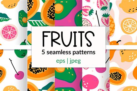 Fruit Digital Paper Bundle Summer Fruit Graphic By Tori Card Store