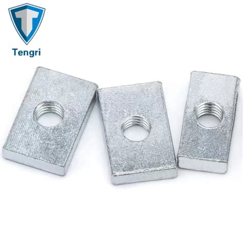 Aluminum Galvanized Custom Nuts Square Flat Rectangle Rectangular Nut Thin Flat Square Threaded