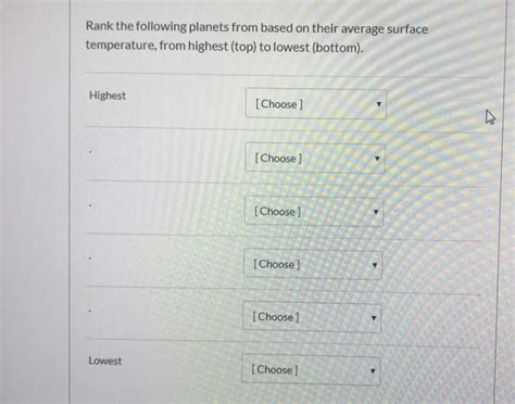 Solved Rank The Following Objects By Size Average Chegg
