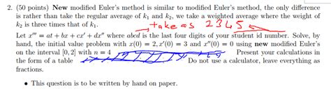 2 50 Points New Modified Euler S Method Is Chegg Com