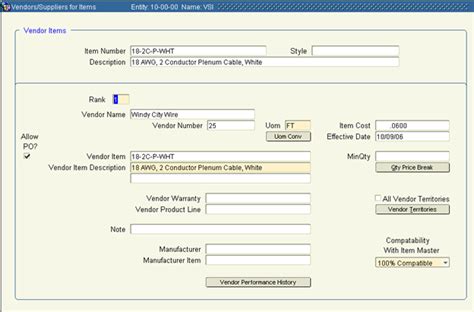 Entering Viewing Vendor Items
