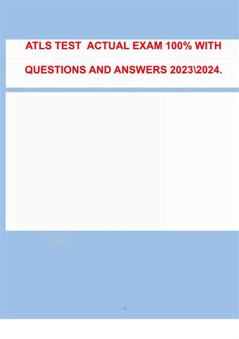 Atls Test Actual Exam Questions With Correct Answers Latest Update 2023