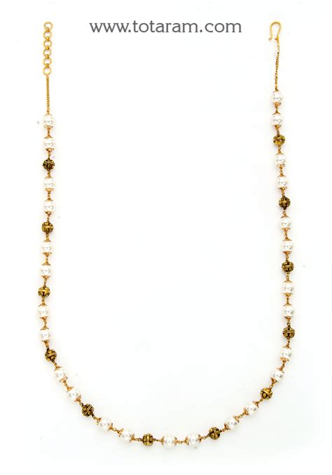 22k Gold Necklace For Women With Culture Pearls 235 Gn3564 In 29350