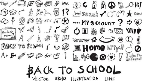 자유롭게 연습장에 학교 항목을 그림 학교 돌아가기 벡터 일러스트입니다 설정된 Eps10 계산기에 대한 스톡 벡터 아트 및 기타 이미지 Istock