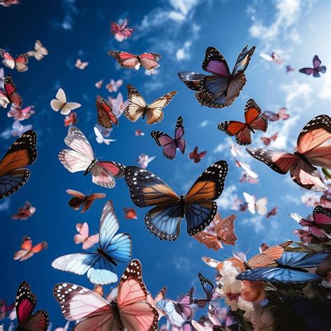 Múltiples Mariposas Volando Foto Premium
