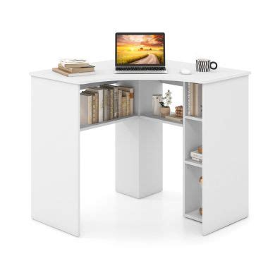 Corner Computer Desk With Storage And Adjustable Shelf Costway