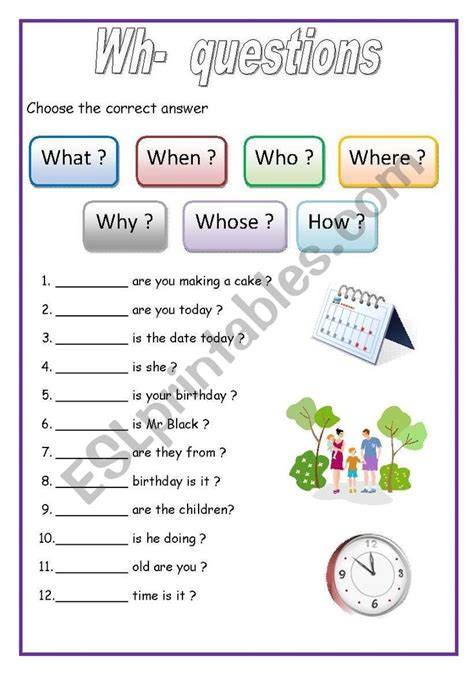 Wh Questions Easy Worksheet