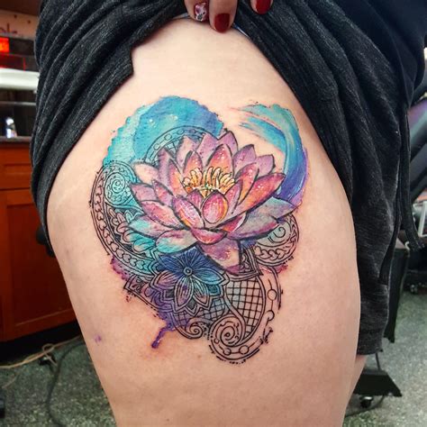 Lotus Flower Thigh Tattoos