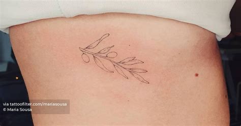 Fine Line Olive Branch Tattoo On The Rib