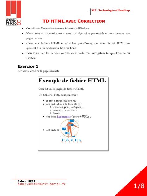 Td Html Avec Correction Pdf