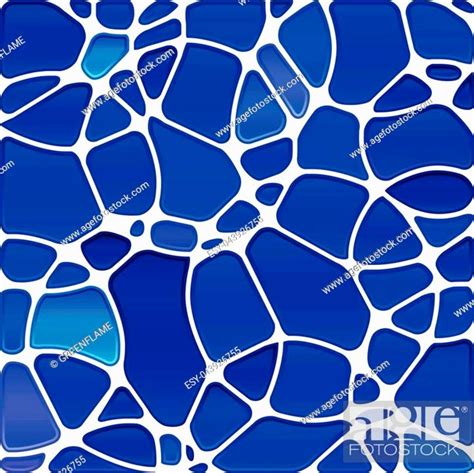 Abstract Vector Stained Glass Mosaic Background Blue Circles Stock