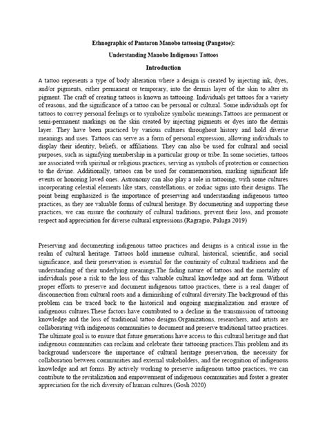 Understanding Manobo Tattooing Pdf