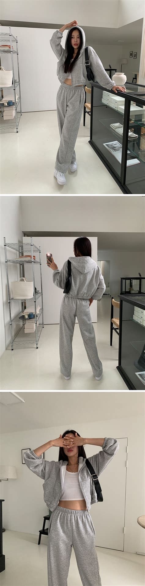 원라벨 3color기모 후드집업 트레이닝 팬츠 세트