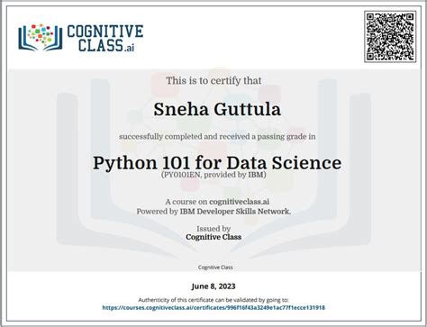 Sneha Guttula On Linkedin Im Happy To Share That Ive Obtained A New Certification Python For