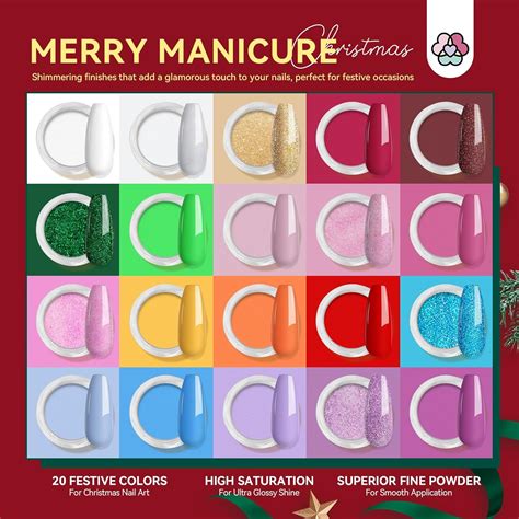 20 Christmas Colors Dip Nail Powder Starter Kit Saviland