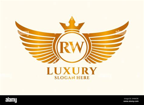 Luxury Royal Wing Letter Rw Crest Gold Color Logo Vector Victory Logo