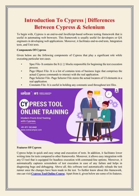 Introduction To Cypress Differences Between Cypress And Selenium Pdf