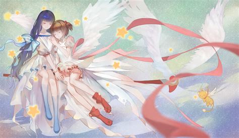 Kinomoto Sakura Kero And Daidouji Tomoyo Cardcaptor Sakura Drawn By