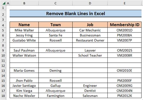 Remove Blank Lines In Excel Table Printable Forms Free Online