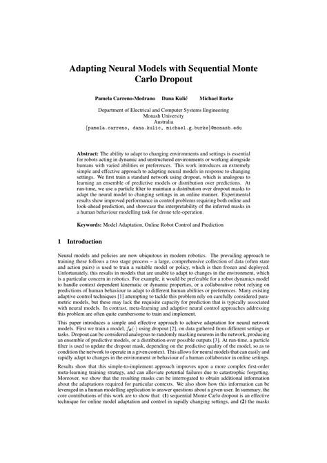Pdf Adapting Neural Models With Sequential Monte Carlo Dropout