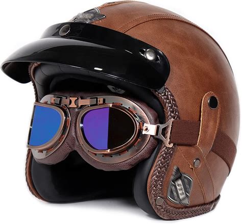 Vintage Motorcycle Helmet And Goggles