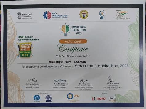 Abhishek Roy Barman On Linkedin Sih Volunteer Innovation Sih2023 Smartindiahackathon Aicte