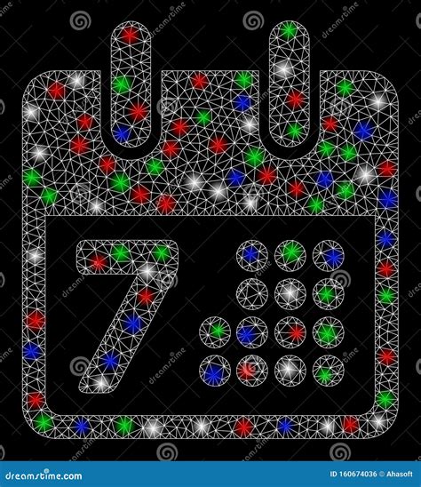 Bright Mesh Wire Frame Calendar Day Page With Flare Spots Stock Vector Illustration Of Page