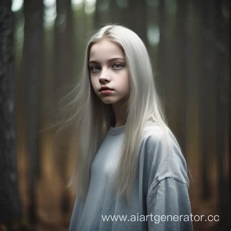 Pale Teenage Girl Amidst Enchanting Forest Ambiance Ai Art Generator