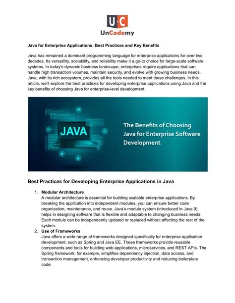 Ppt Java For Enterprise Applications Best Practices And Key Benefits