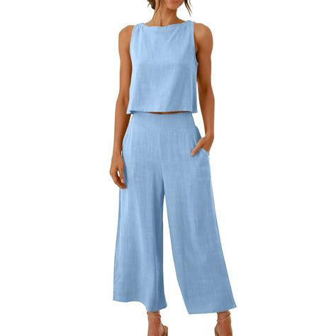 Newce Savings Clearance Women‘s Summer Two Piece Outfits Sleeveless