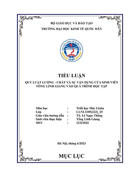 Tiểu Luận Triết Tl Triết Thầy Lê Ngọc Thông BỘ GiÁo DỤc VÀ ĐÀo TẠo TrƯỜng ĐẠi HỌc Kinh TẾ