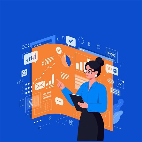Businesswoman Analyzing Data Charts Graphs On Screen 56078308 Vector